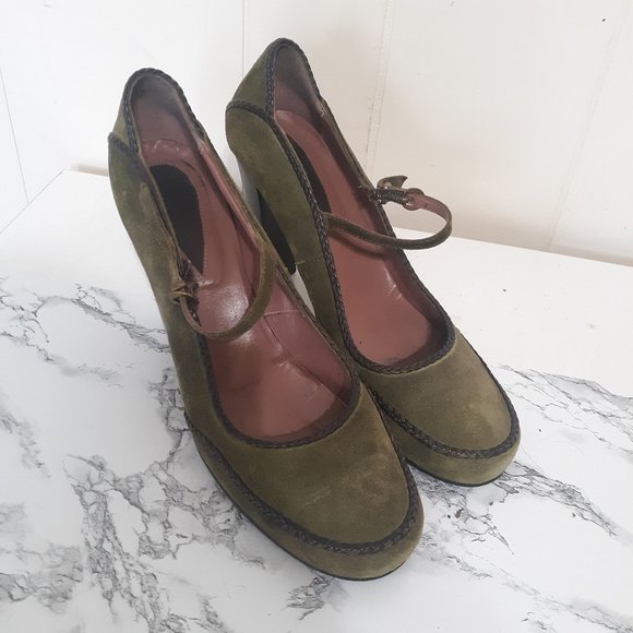 Janet & Janet | Shoes | Janet Janet Size 4 Suede Leather Olive Green ...
